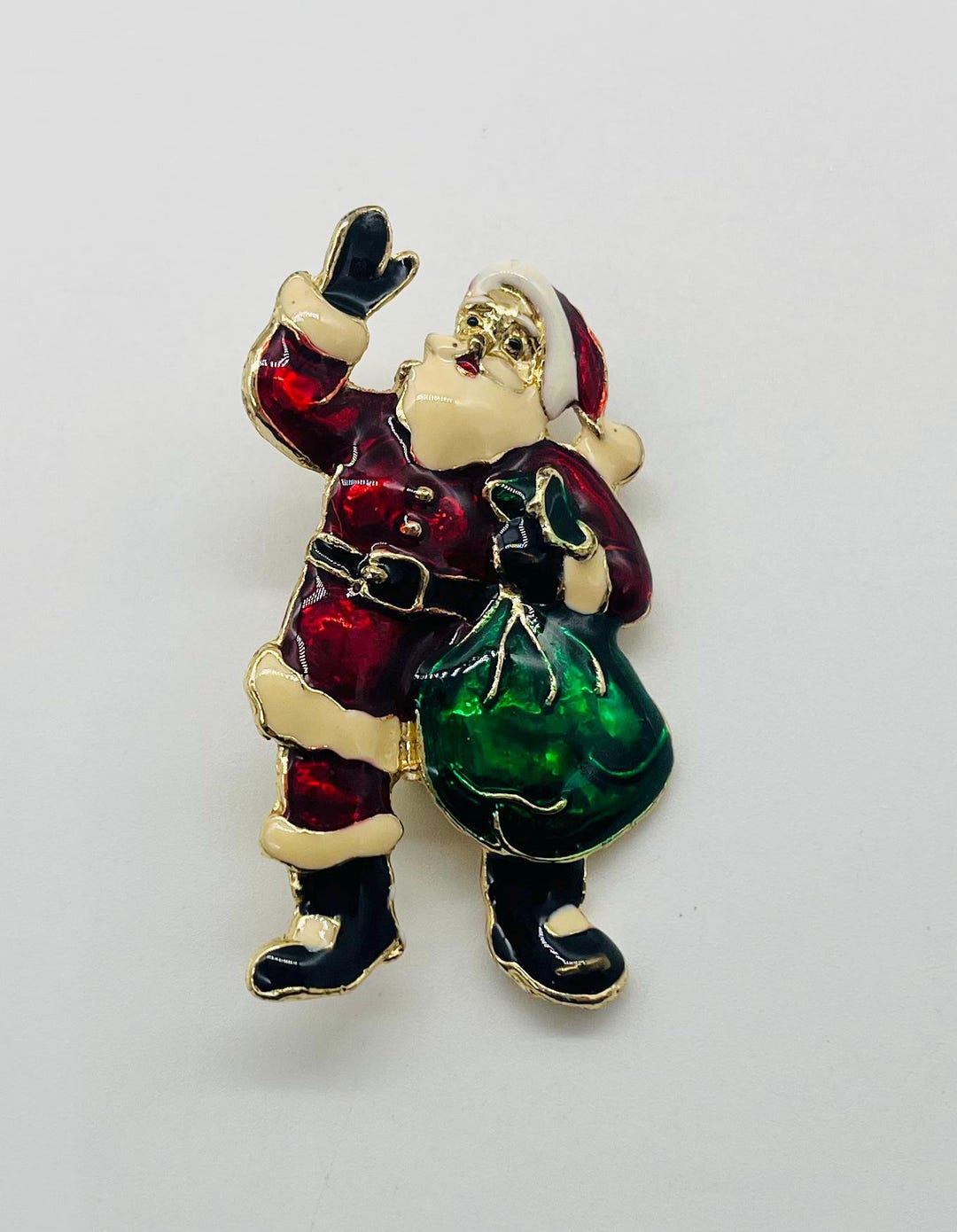 Vintage Christmas Santa Brooch Pin, Vintage Jewelry, Vintage Brooch ...