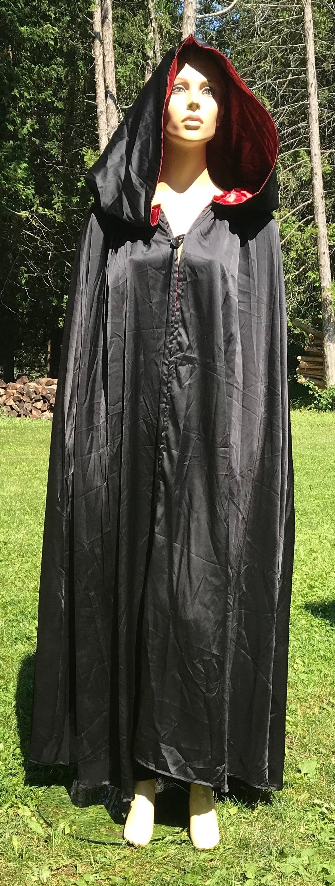 Quality Deluxe Black & Red Cape and Cloak, Cape, Cloak, Cosplay Costume ...