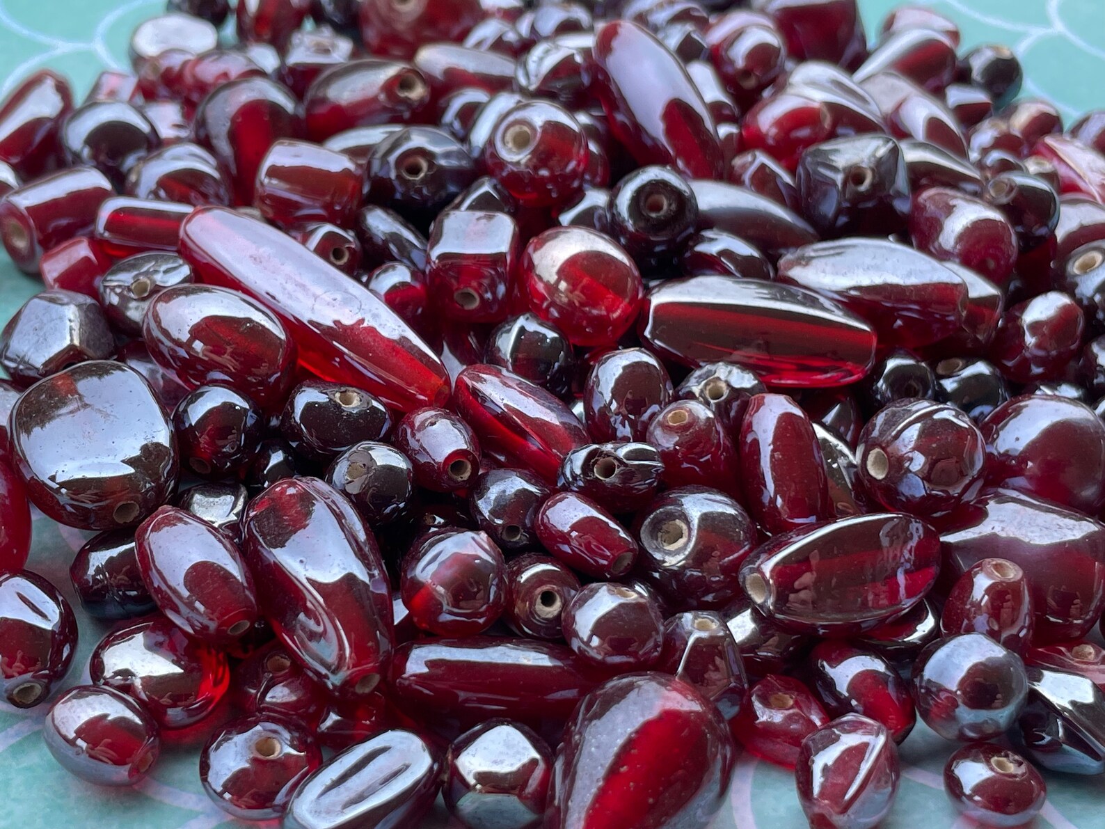 50pcs - Carnival Luster Glass Beads, Glass Mixed Beads, Assorted Shapes ...