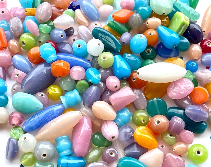 50pcs - Assorted Shiny Glass Beads, Glass Mixed Beads, Assorted Shapes ...