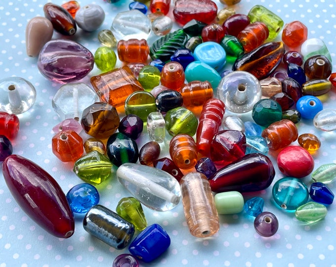 50pcs - Assorted Glass Beads, Glass Mixed Beads, Assorted Shapes Beads ...
