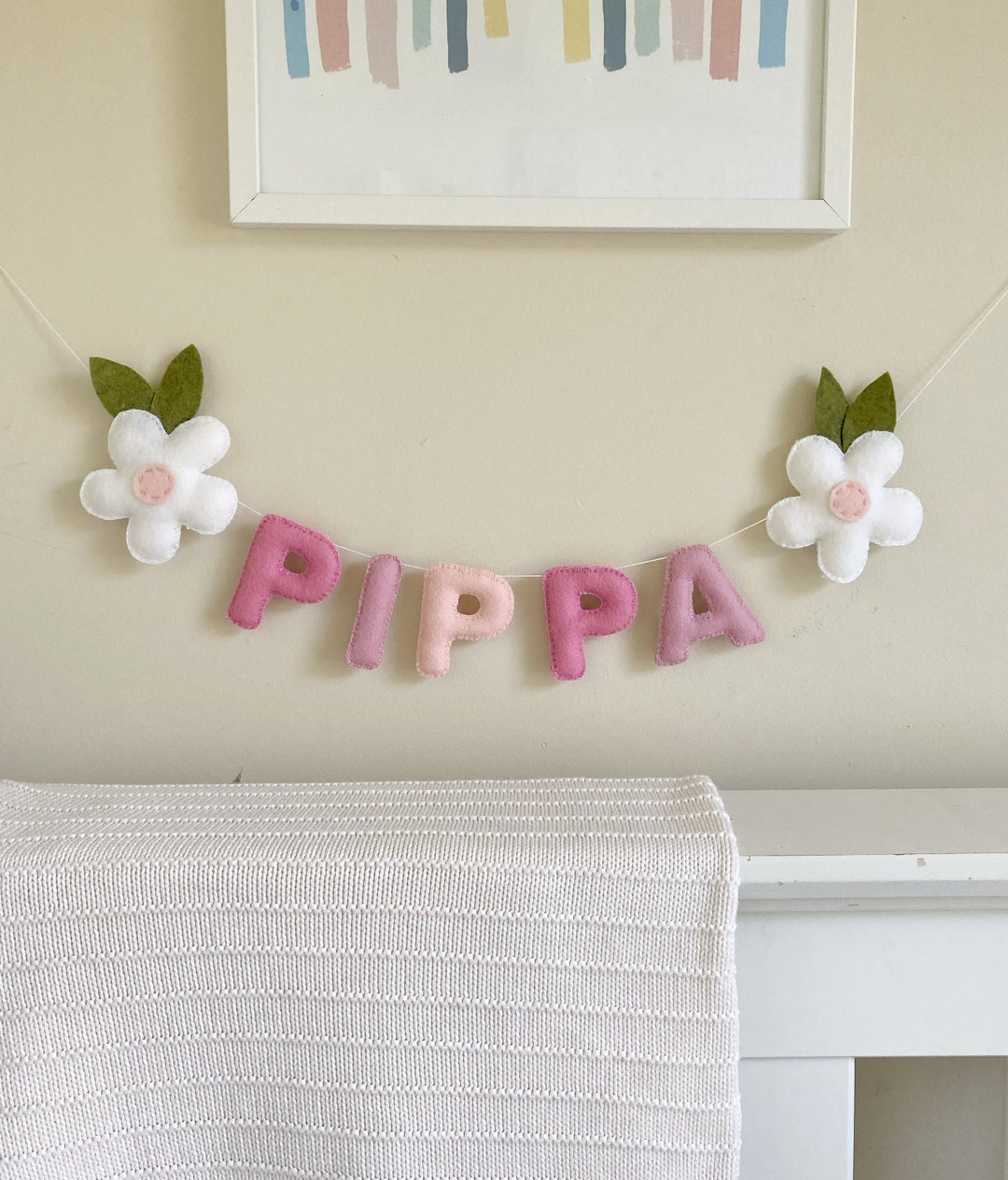 Personlised Name Banner, Flower Name Garland, Baby Girl Nursery Decor ...