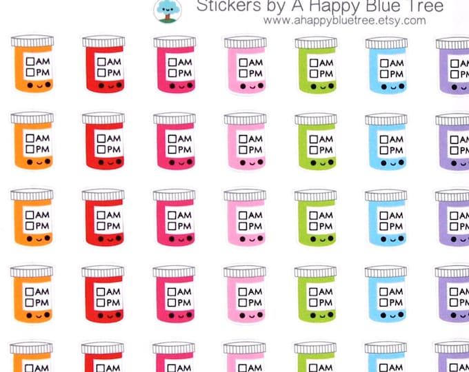 Happy Prescription AM/PM Bottle Colors Reminder Cute Kawaii Personal ...