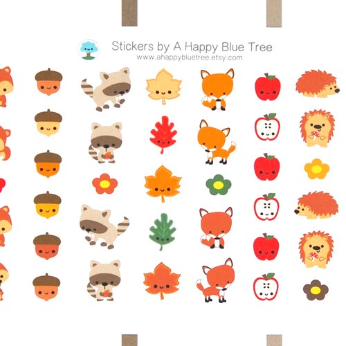 Happy Fall Woodland Animals Themed Stickers Erin Condren Life - Etsy