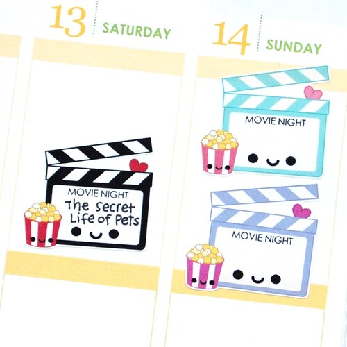 Happy Movie Popcorn Tracker Write-in Reminder Cute Kawaii - Etsy