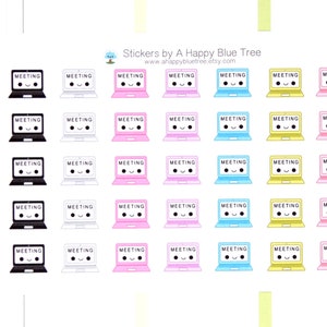 Happy Virtual Meeting Tracker Reminder Stickers Erin Condren - Etsy