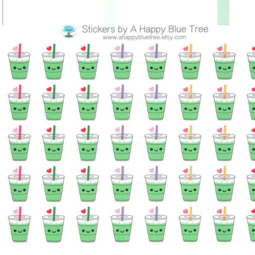 Matcha Green Tea Drink Stickers | Etsy