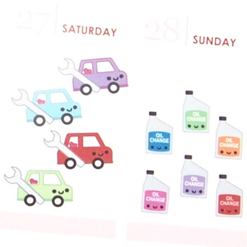 Happy Car Maintenance Oil Change Reminder Tracker Cute Kawaii - Etsy