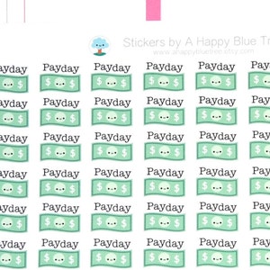 Happy Money Payday Tracker Reminder Cute Kawaii Planner Stickers Erin ...