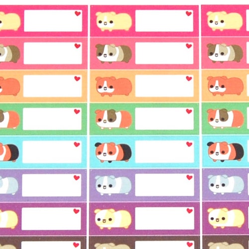 Happy Guinea Pig Care Label Reminder Tracker Cute Kawaii | Etsy