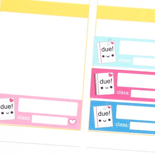 Happy School Assignment Due Reminder Label Cute Kawaii | Etsy