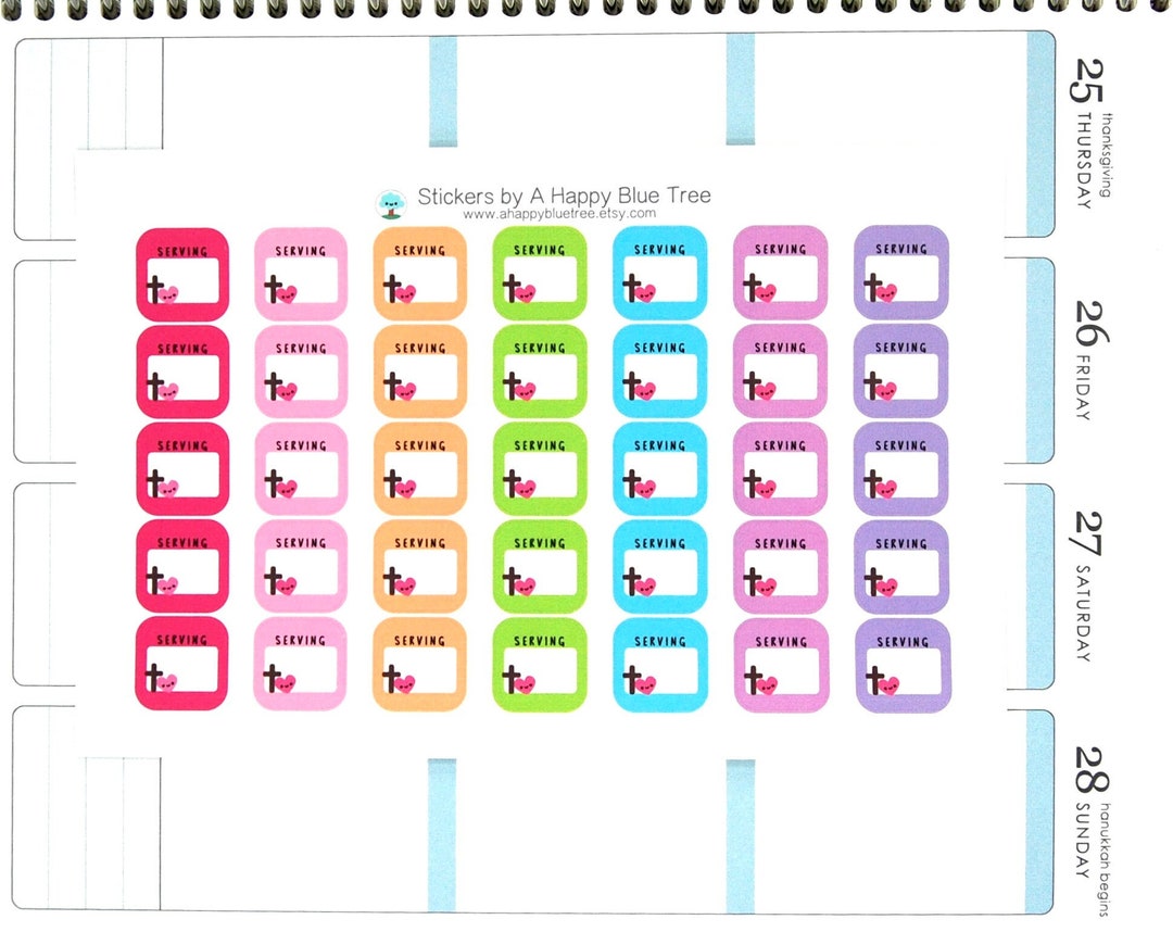 Happy Serving Write-in Reminder Tracker Cute Kawaii Planner Stickers ...