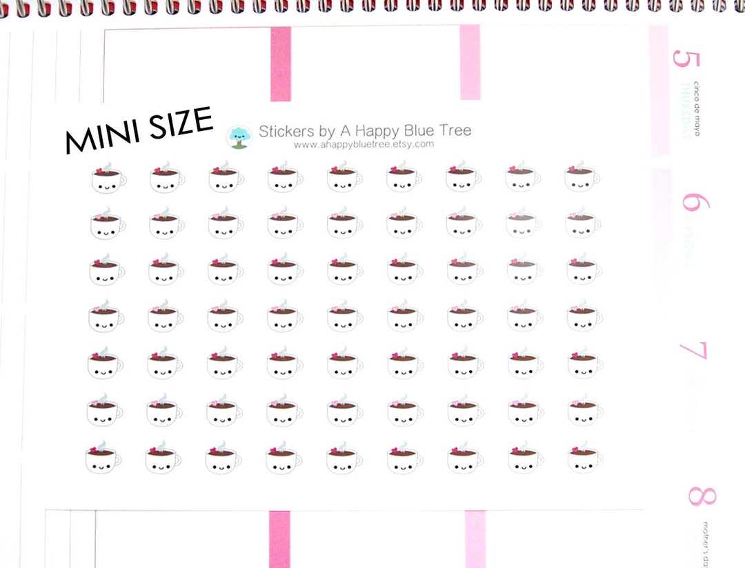 MINI Happy Coffee Cup Tracker Reminder Cute Kawaii Planner Stickers ...