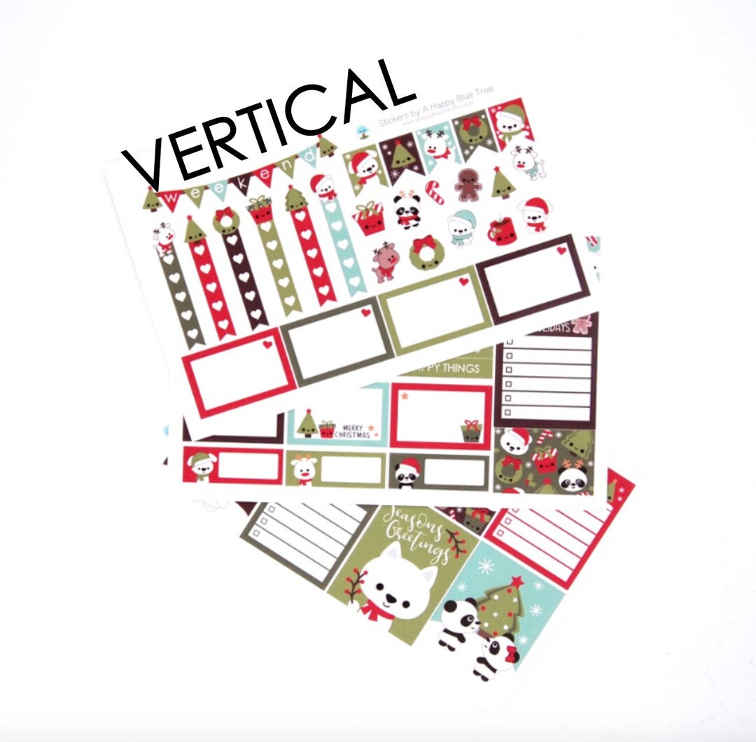 Happy Christmas Friends Sticker Set of 3 VERTICAL Erin Condren Life ...