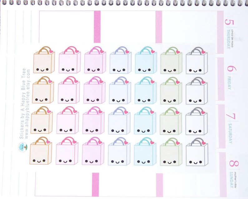 Happy Shopping Bag Write in Tracker Reminder Cute Kawaii - Etsy