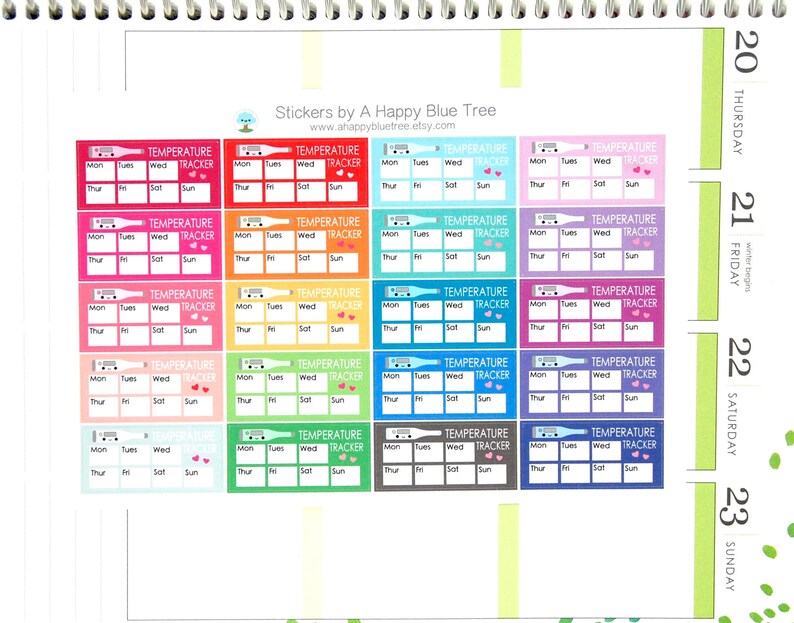 Happy Thermometer Temperature Weekly Write-in Tracker Reminder Stickers ...