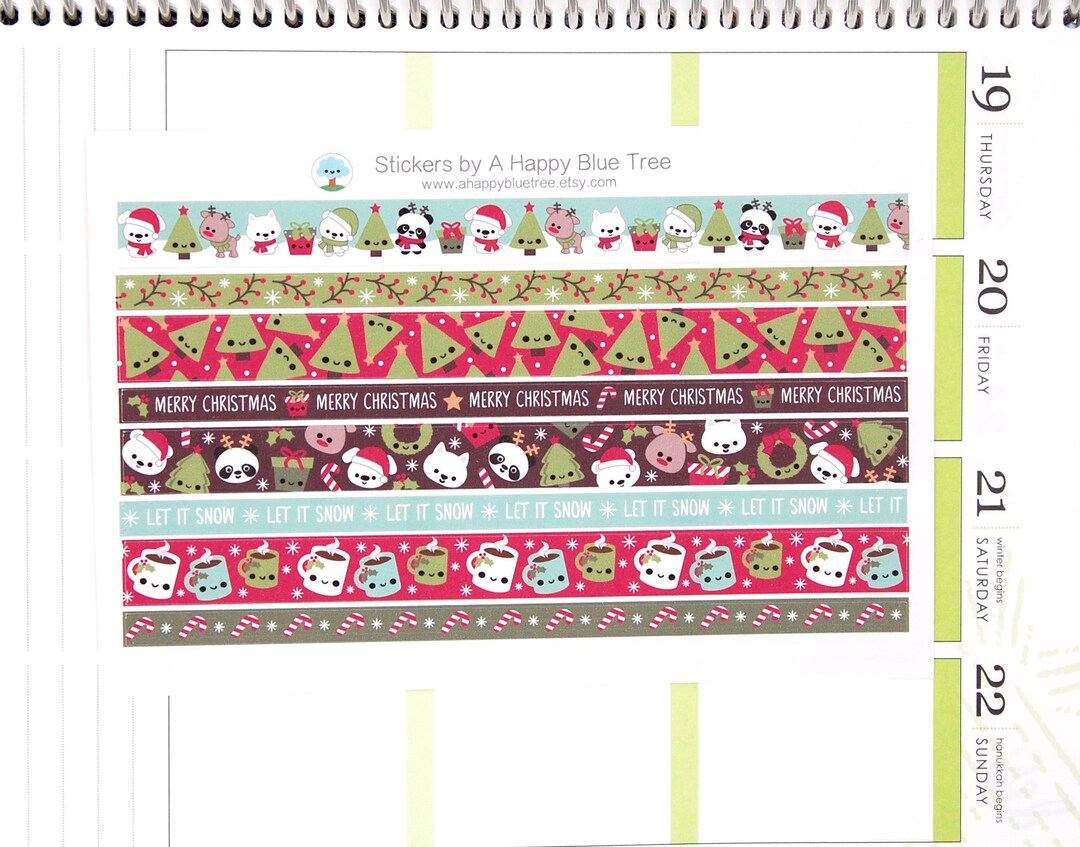 Happy Christmas Friends Washi Strip Stickers Sheet Erin Condren Life ...