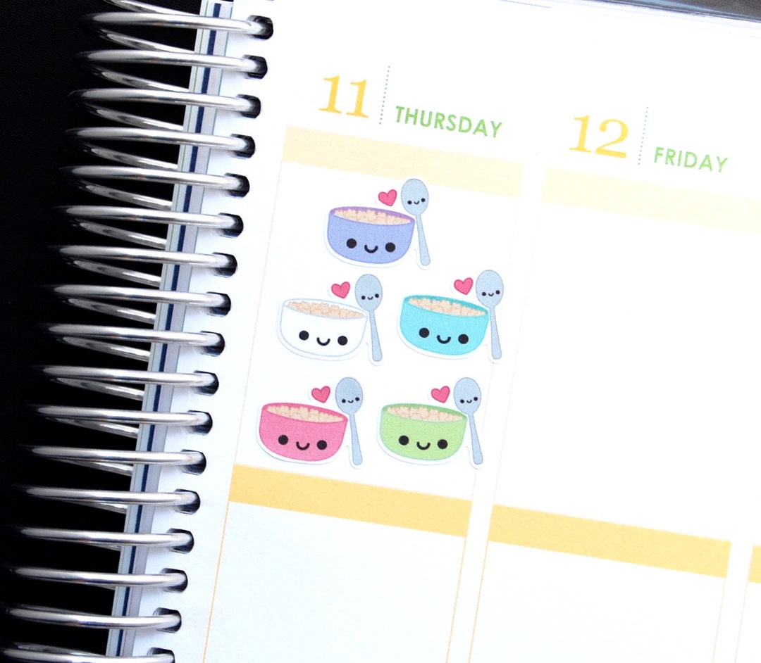 Happy Cereal Oatmeal Bowl Breakfast Reminder Tracker Erin Condren Life ...