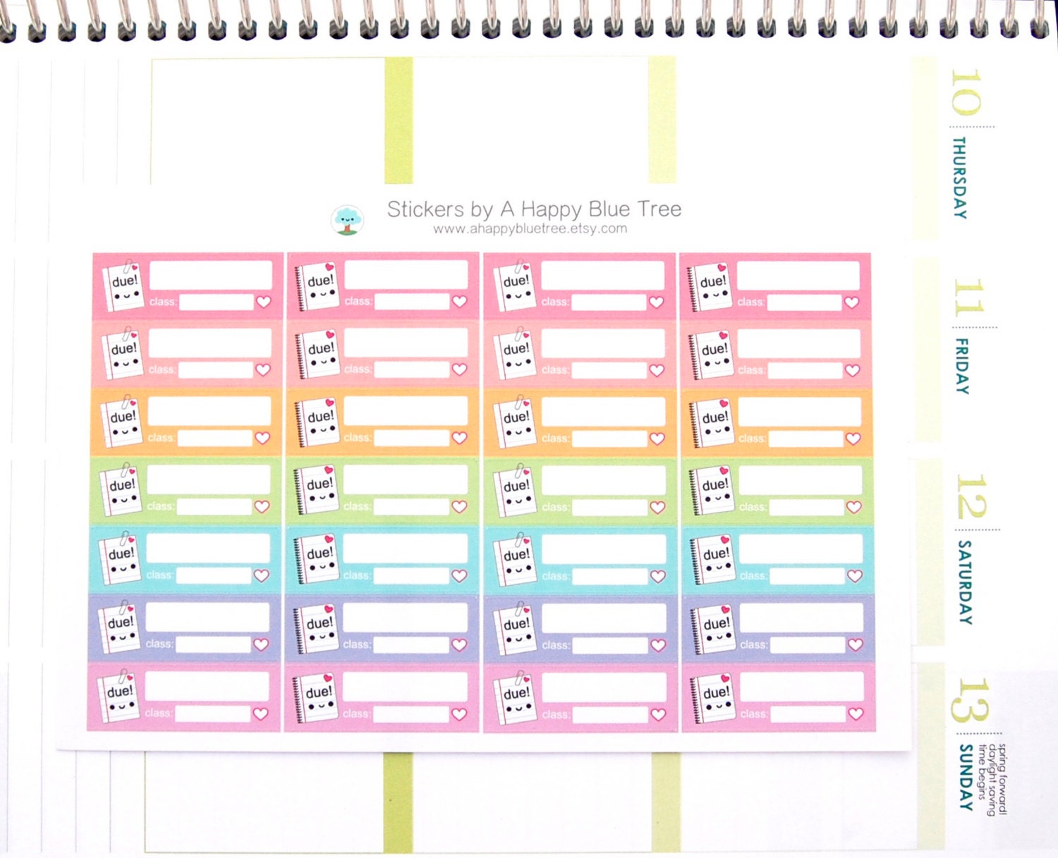 Happy School Assignment Due Reminder Label Cute Kawaii | Etsy