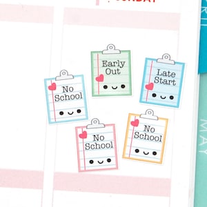 Happy No School Reminder Tracker Cute Kawaii Planner Stickers for Erin ...