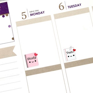 Happy Study Test Reminder Tracker Cute Kawaii Planner Stickers Erin ...