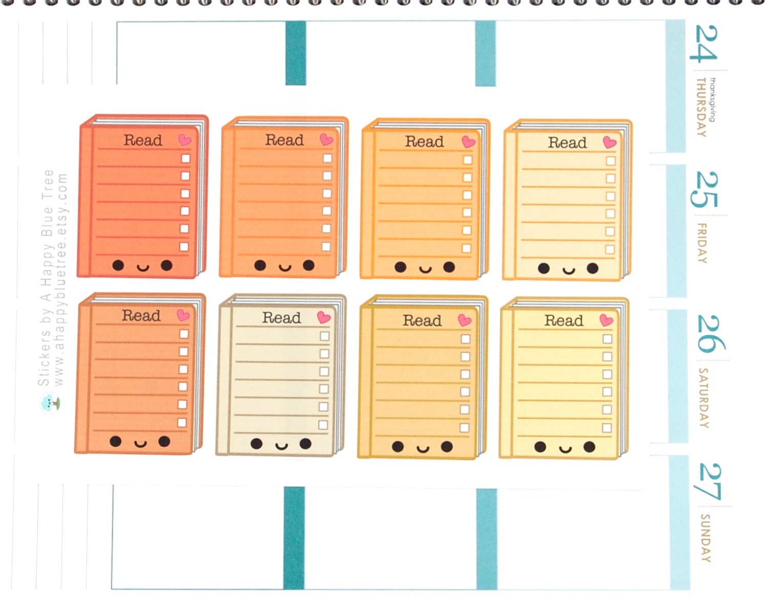 Happy Book Read Full Box (FALL Colors) Tracker Reminder Cute Kawaii ...