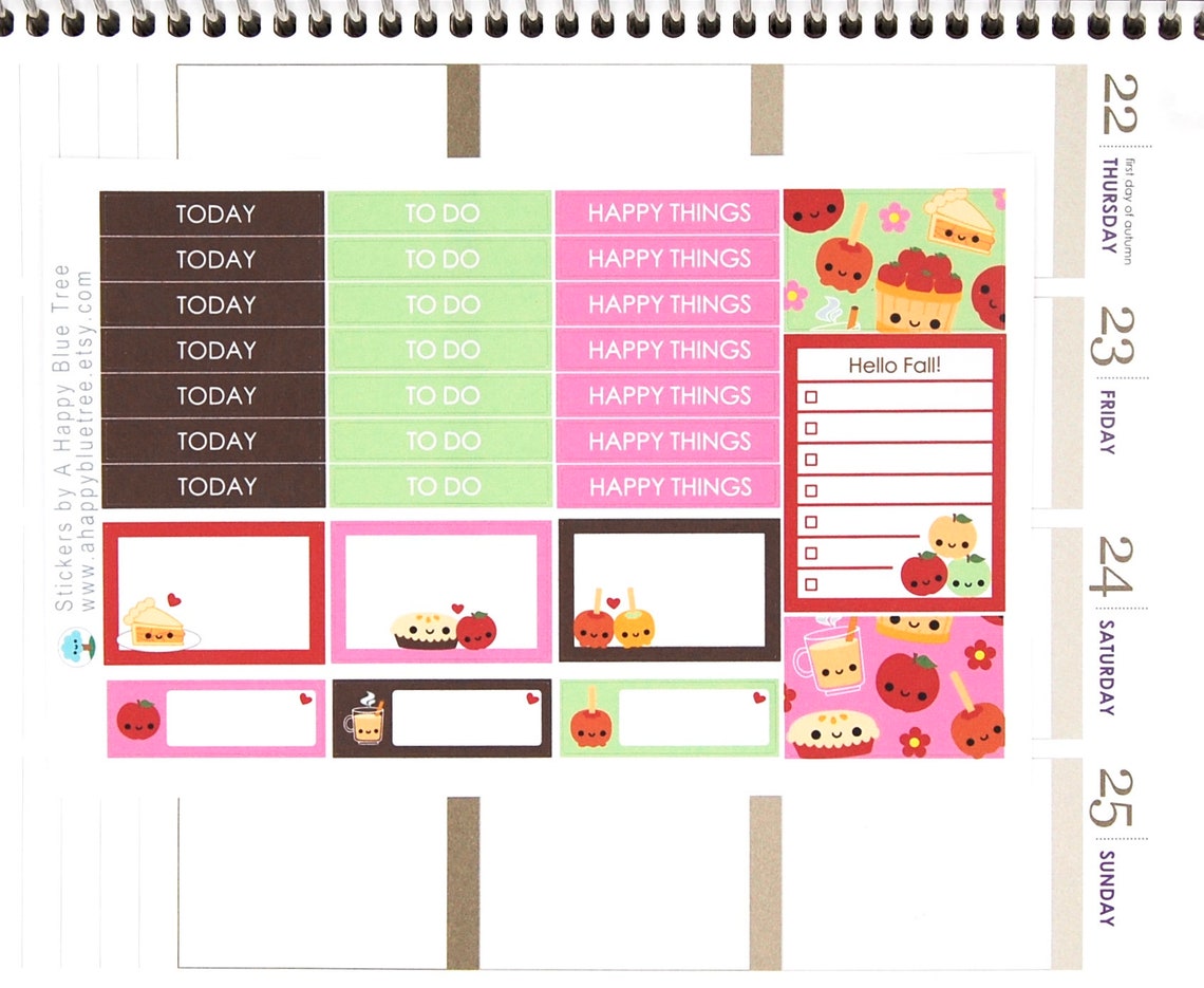 Happy Fall Apple Treats Sticker Set VERTICAL Erin Condren Life Planner ...