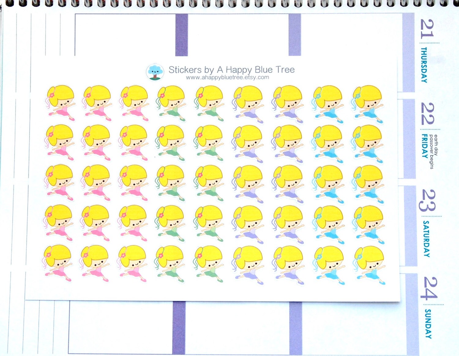 Happy Dancer Girl Reminder Cute Kawaii Planner Stickers Erin - Etsy