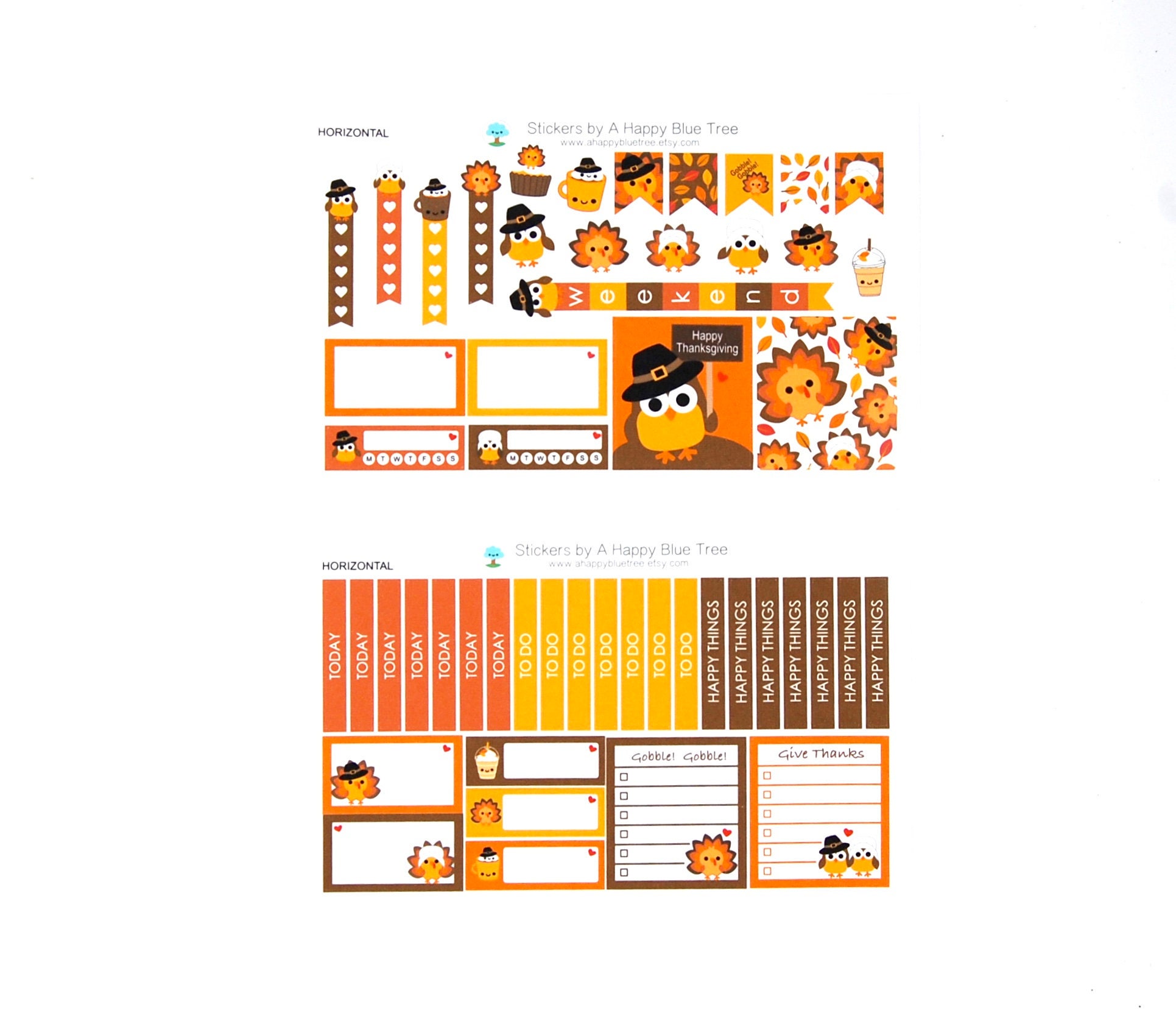 Happy Fall Owl and Treats Sticker Set 10 HORIZONTAL Erin - Etsy