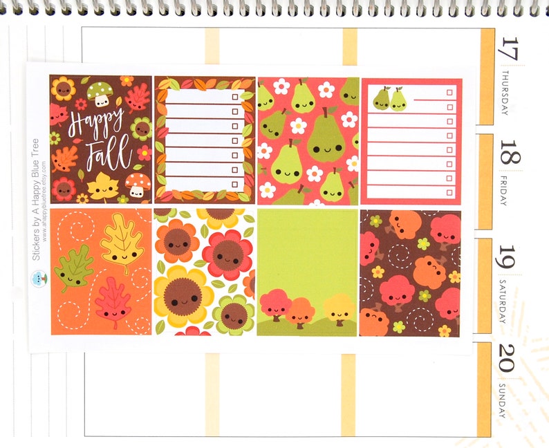 Happy Fall Harvest Sticker Set VERTICAL Erin Condren Life | Etsy