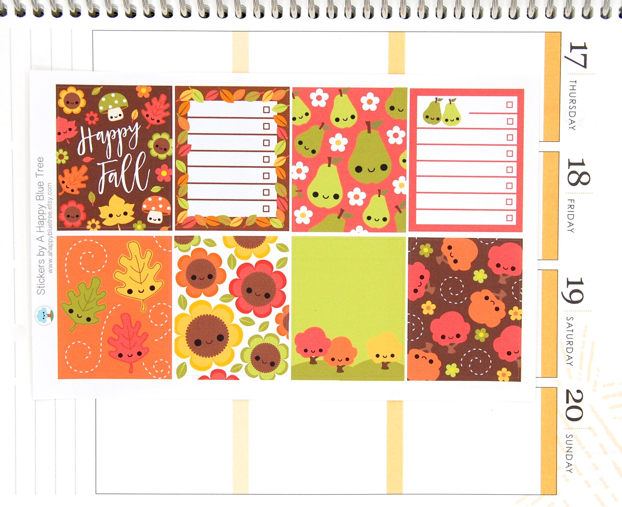 Happy Fall Harvest Sticker Set VERTICAL Erin Condren Life | Etsy