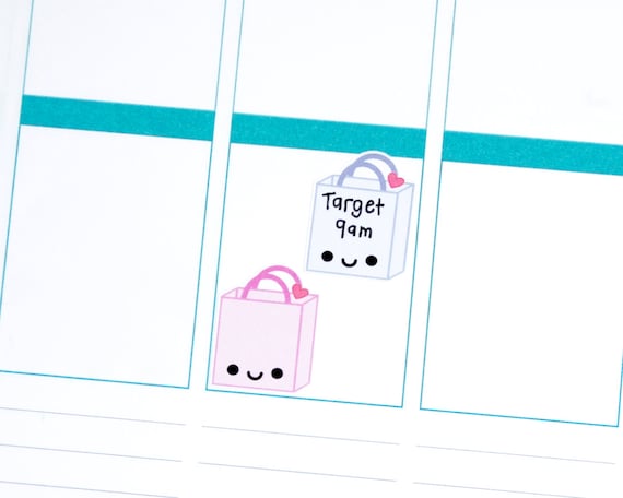 Happy Shopping Bag Write In Tracker Reminder Cute Kawaii | Etsy