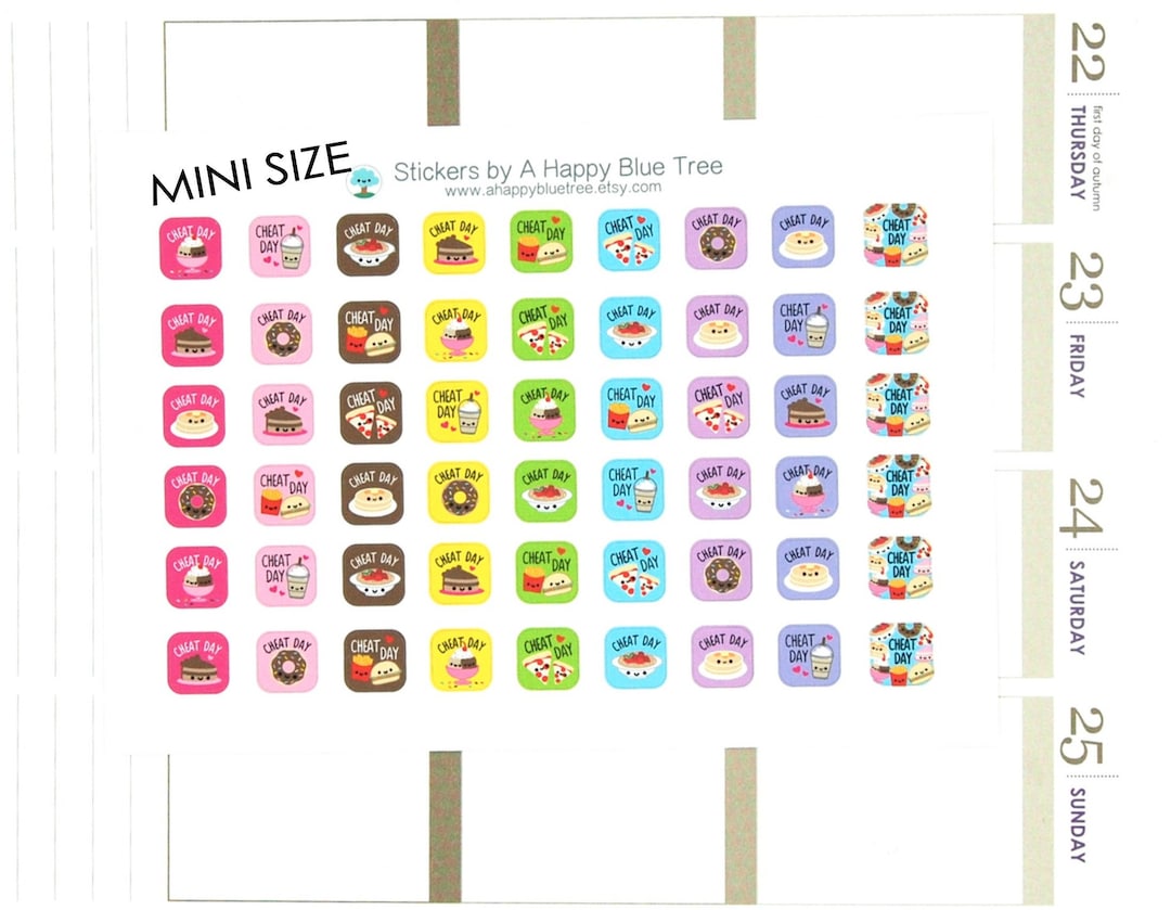 MINI Happy Cheat Day Reminder Tracker Cute Kawaii Planner Stickers for ...