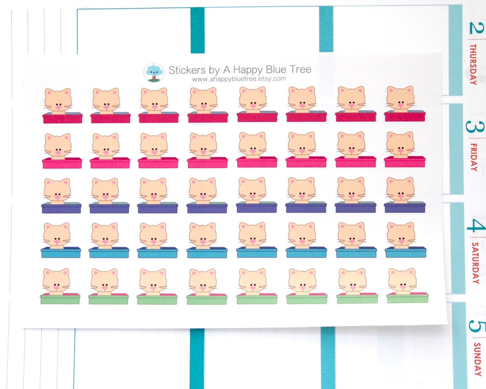 Happy Cat Litter Reminder Kawaii Stickers for Erin Condren Planner ...