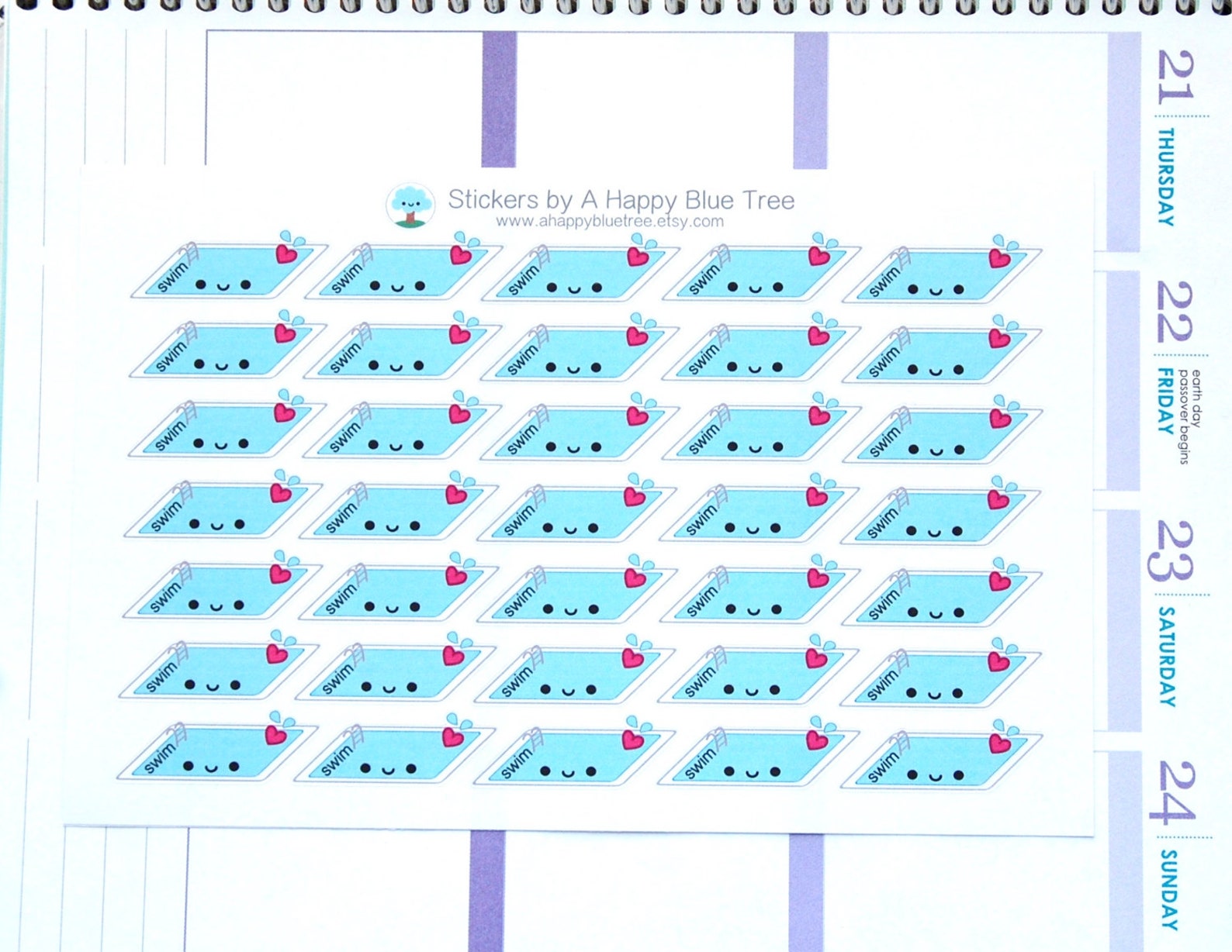 Happy Swimming Pool Reminder Cute Kawaii Planner Stickers Erin Condren ...
