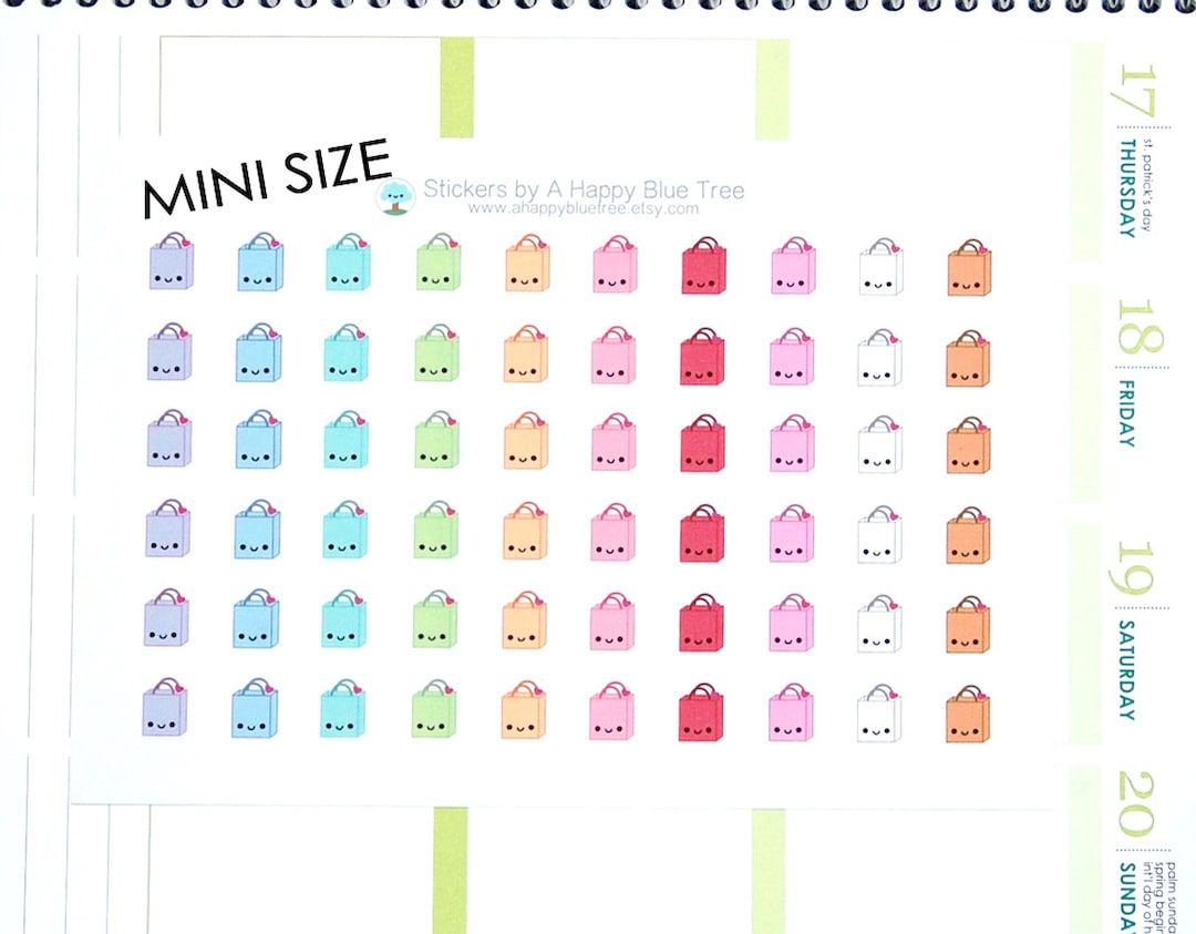 MINI Happy Shopping Bag Tracker Reminder Cute Kawaii Planner Stickers ...