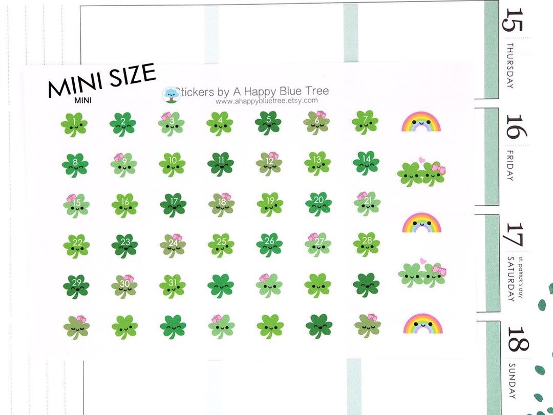 Tiny Happy Clover St. Patrick's Day Monthly Date Dots Covers Erin ...