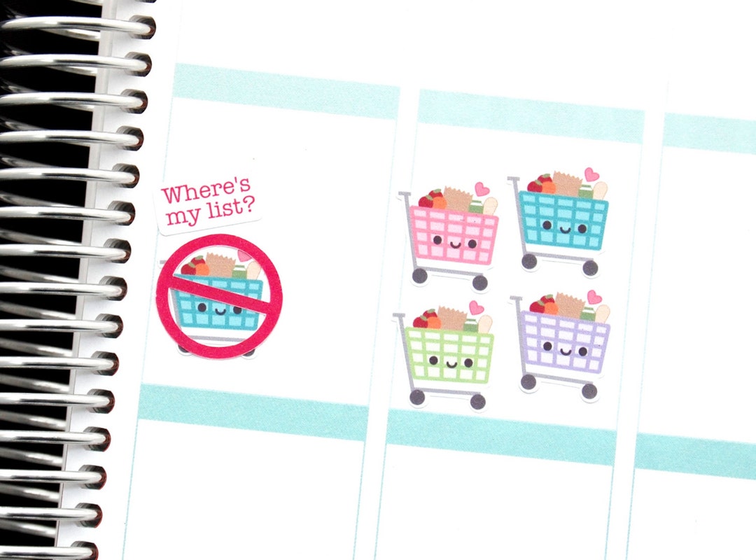 Happy Shopping Cart Grocery Reminder Kawaii Stickers Erin - Etsy