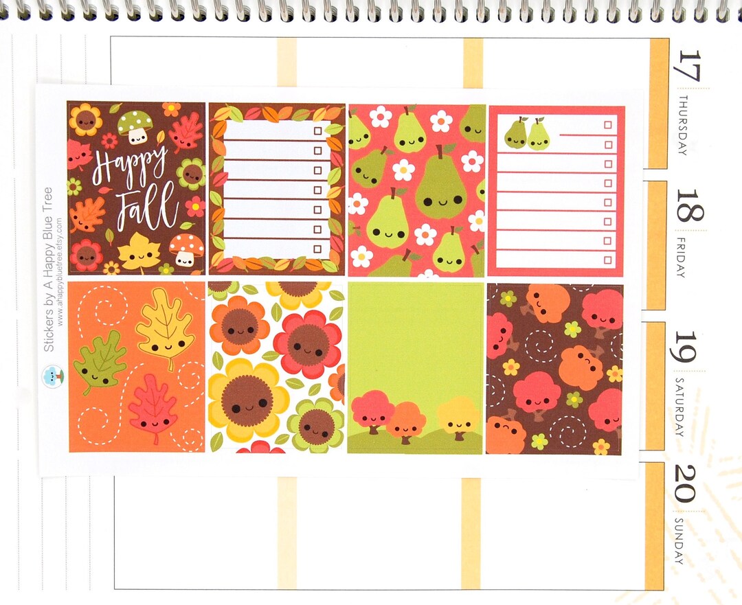 Happy Fall Harvest Full Box Themed Stickers VERTICAL HORIZONTAL Erin ...
