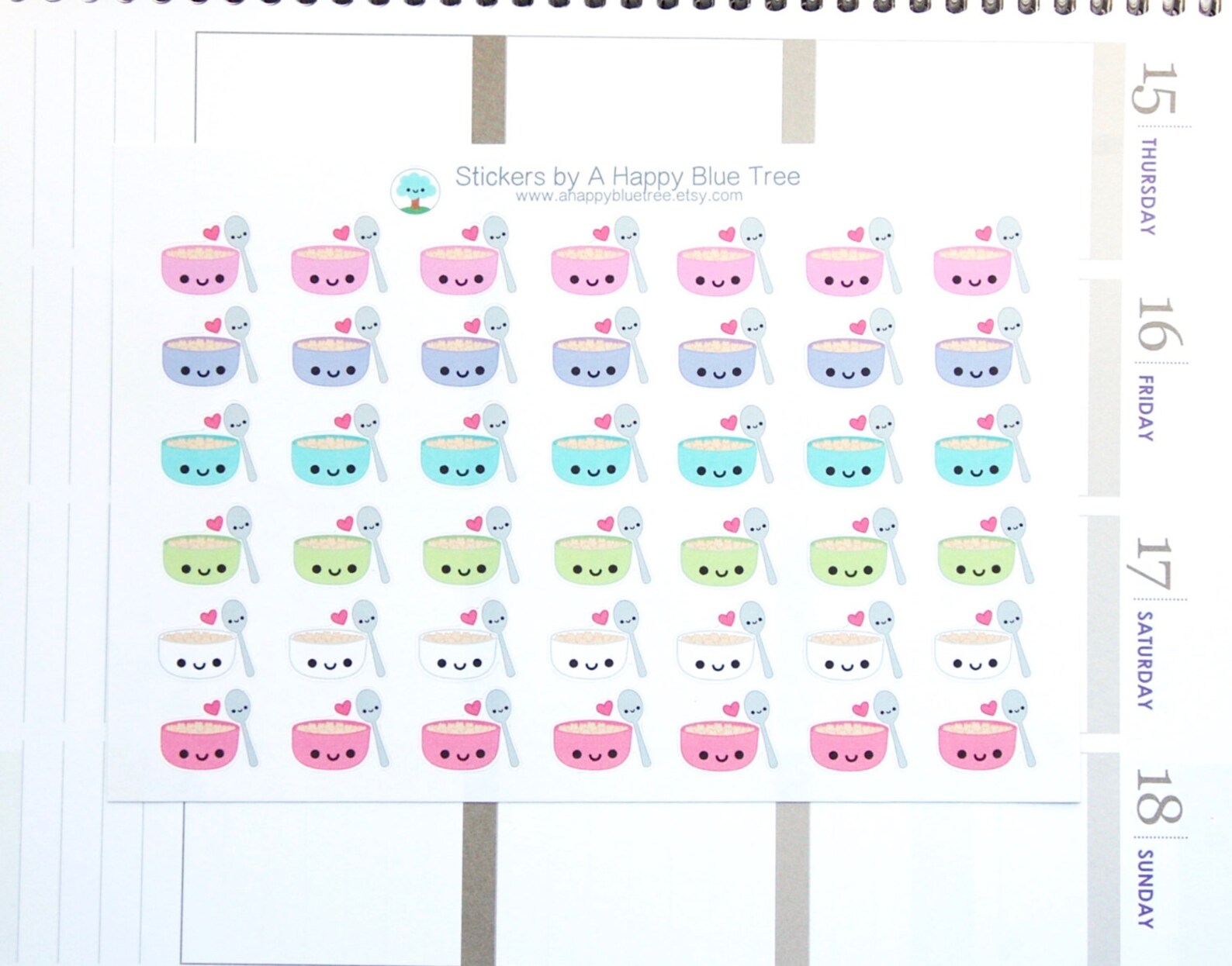 Happy Cereal Oatmeal Bowl Breakfast Reminder Tracker Erin Condren Life ...