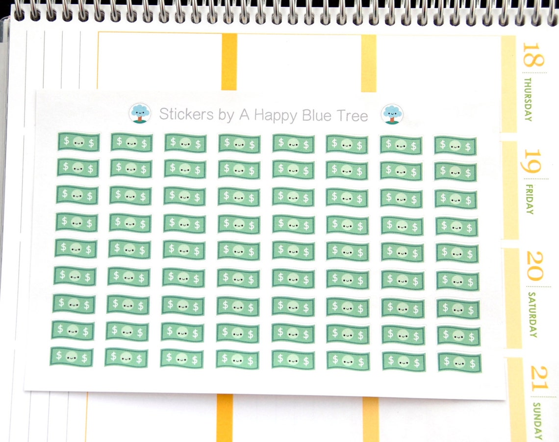 Happy Money Payday Tracker Reminder Cute Kawaii Planner Stickers Erin ...