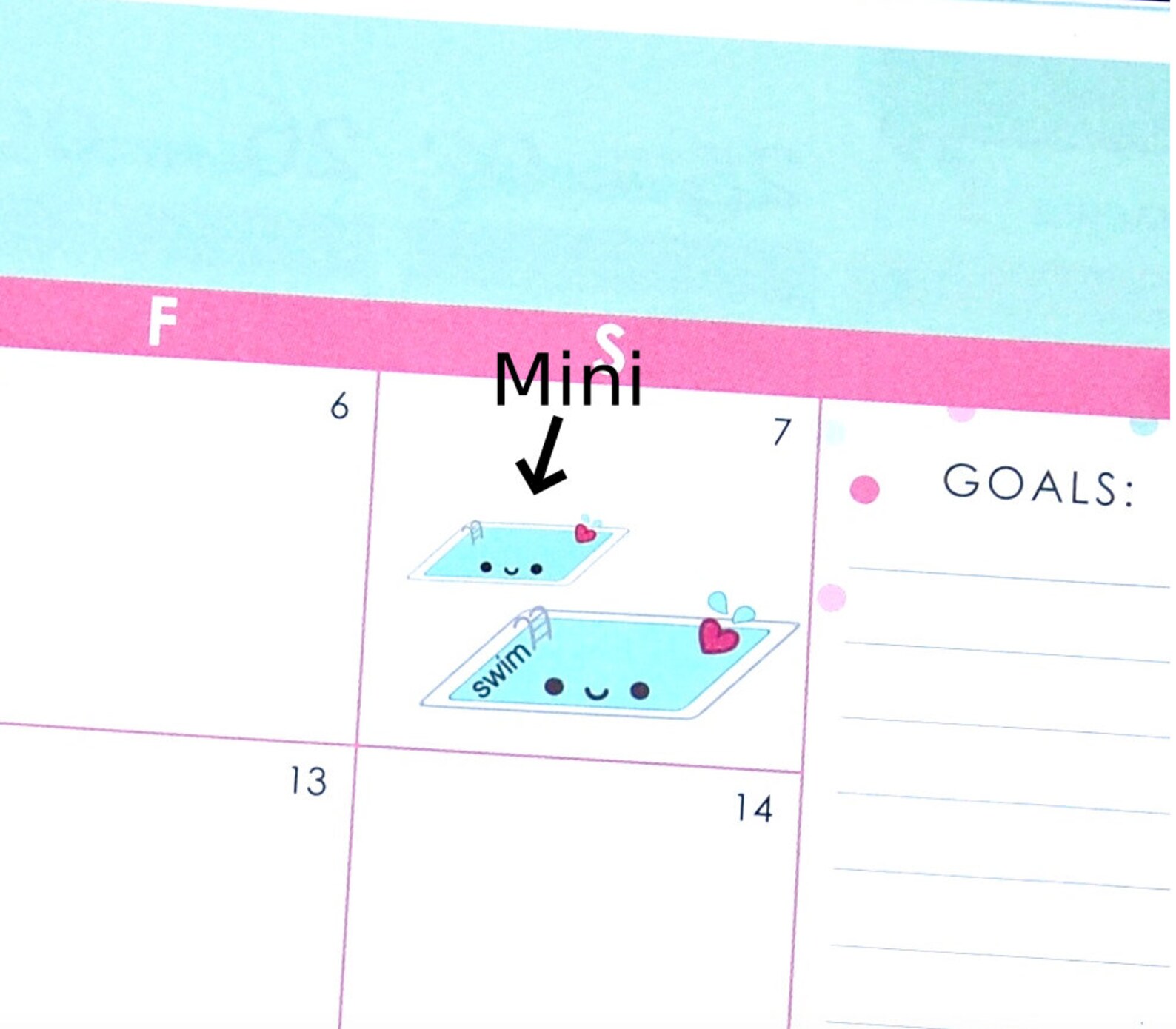 MINI Happy Swimming Pool Reminder Cute Kawaii Planner Stickers Erin ...