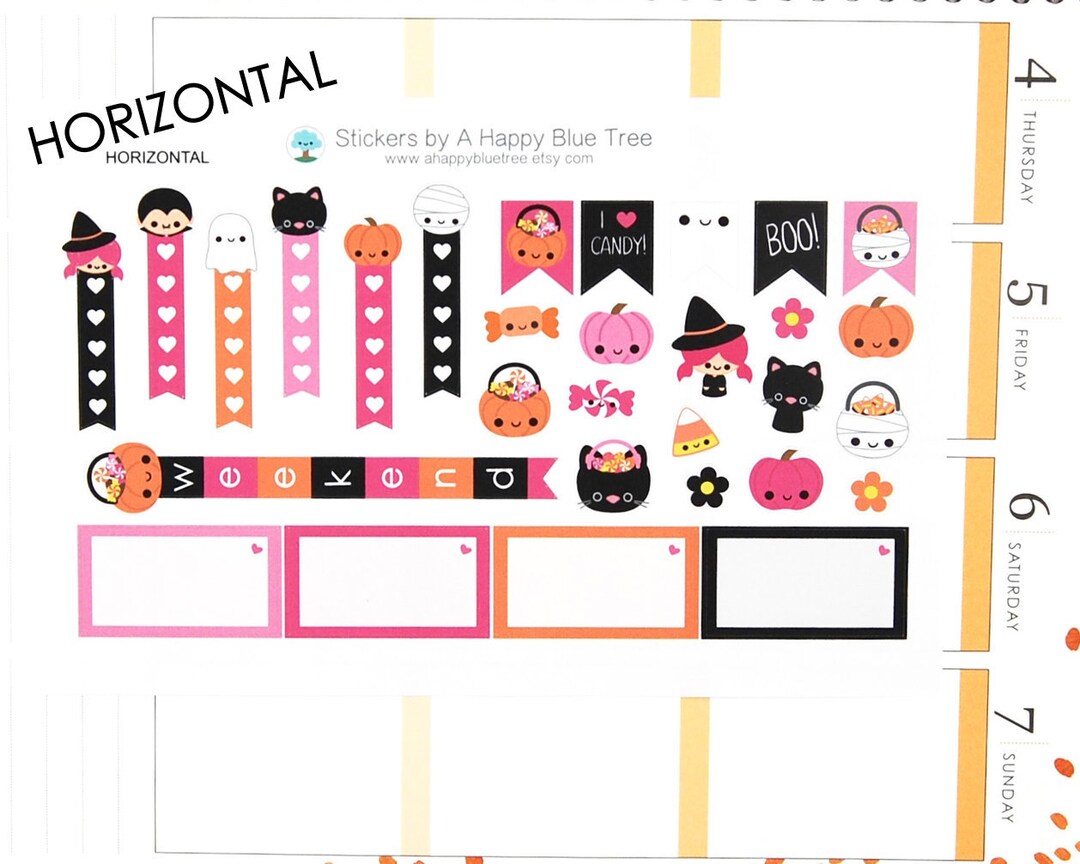 Happy Halloween Candy Sticker Kit for HORIZONTAL Erin Condren Life ...