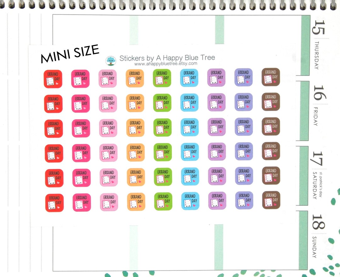 MINI Happy Errand Day Square Reminder Tracker Cute Kawaii Planner ...