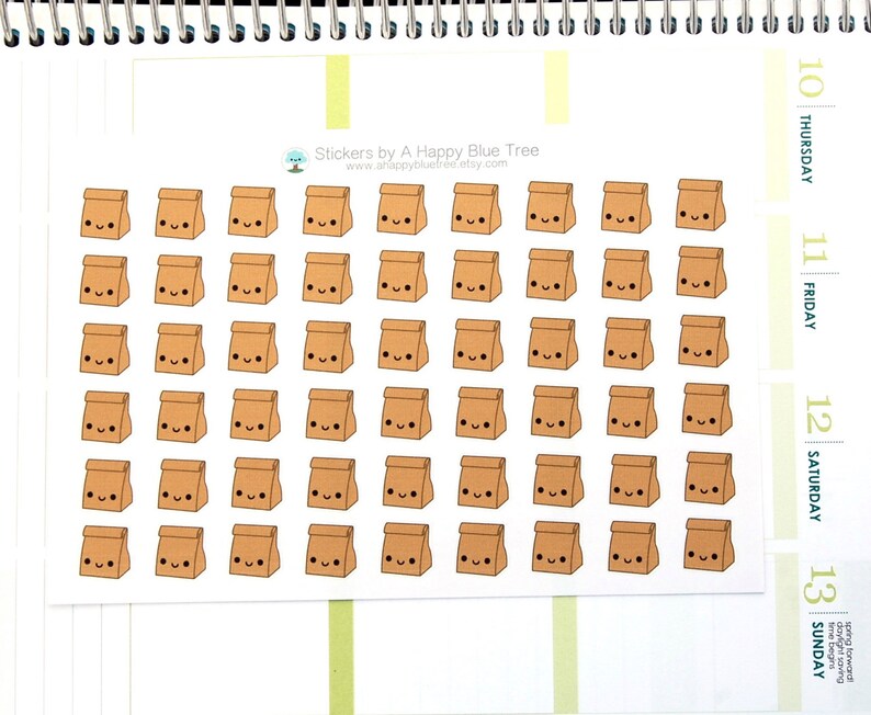 Happy Brown Bag Lunch Tracker/reminder Kawaii Stickers Erin - Etsy