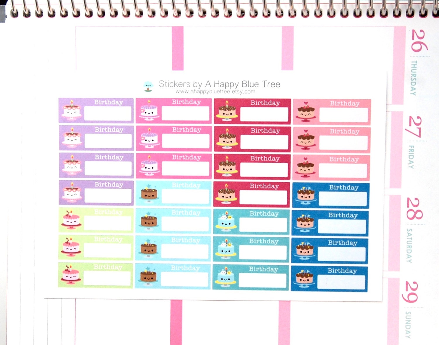 Happy Birthday Label Reminder Vertical Erin Condren Life Planner ...