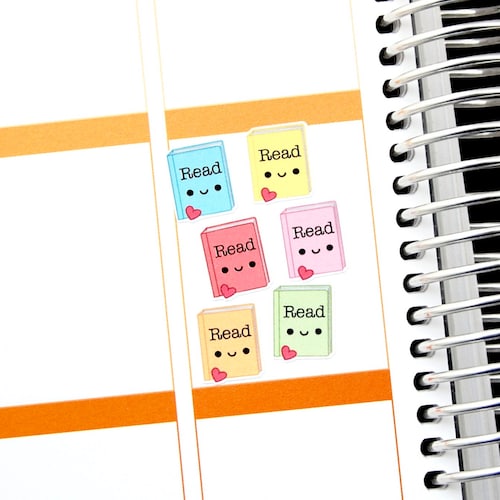 Happy Book Read Tracker Reminder Cute Kawaii Planner Stickers - Etsy