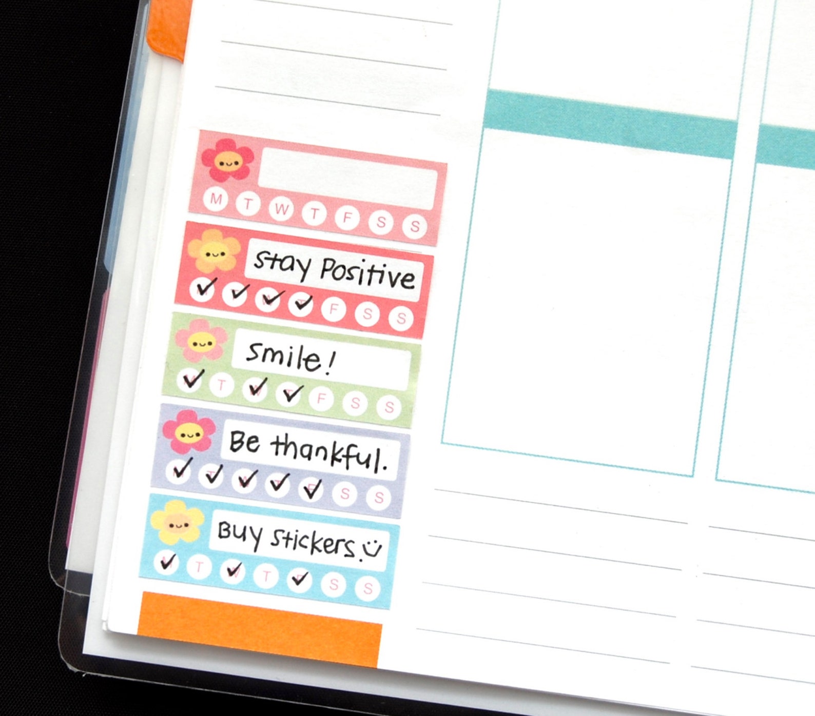 Happy Flower Weekly Habit Reminder Tracker Stickers Erin - Etsy