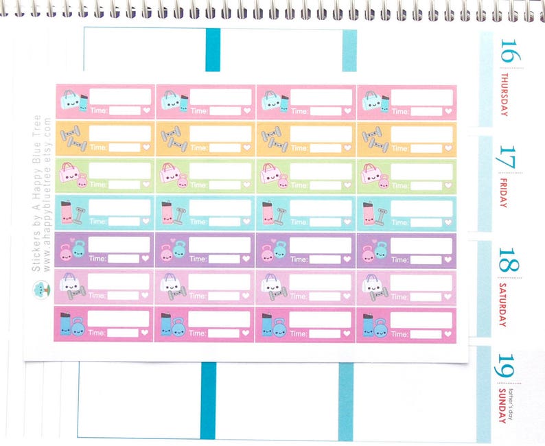 Happy Gym Label Tracker Reminder Cute Kawaii Planner Stickers Erin ...