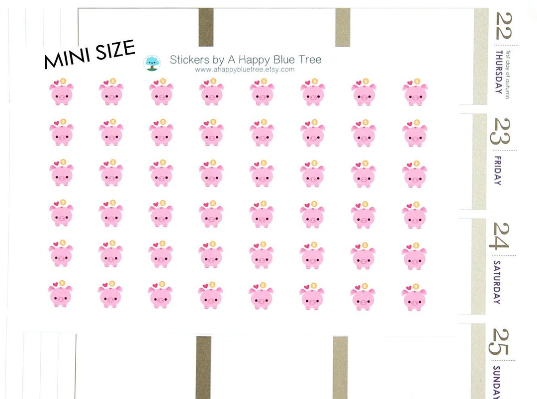 MINI Happy Piggy Bank Tracker Reminder Cute Kawaii Planner Stickers ...